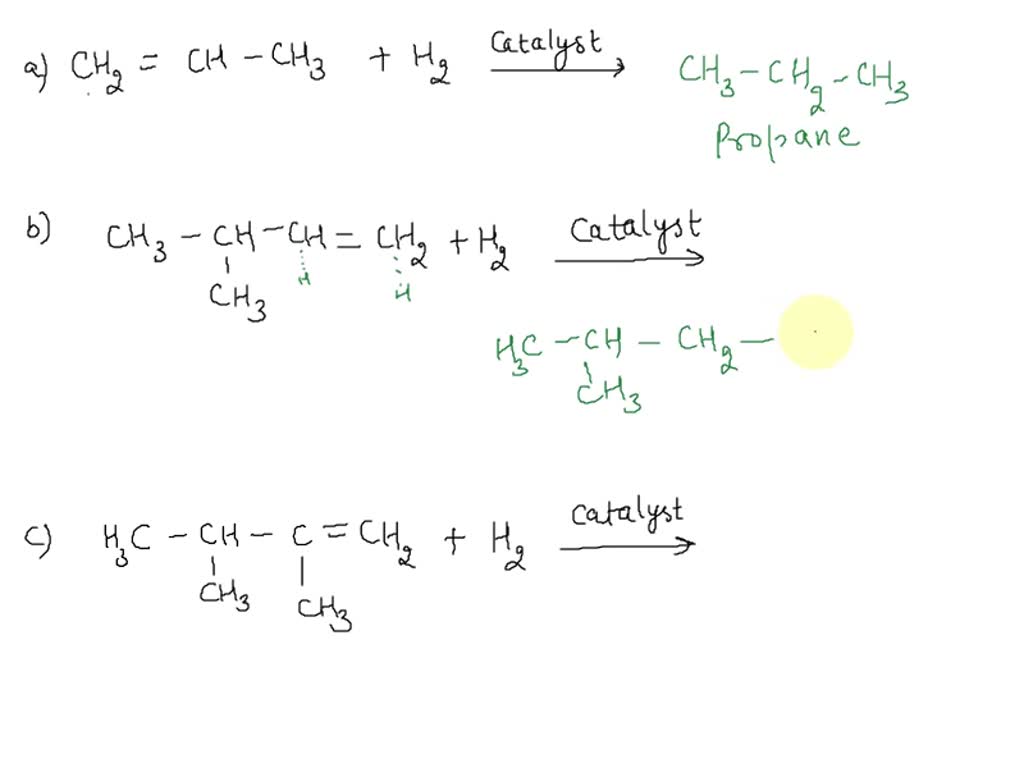 SOLVED: 59. Complete each hydrogenation reaction MISSED THIS? Read Section 22.6 catalyst a. CH2 ...