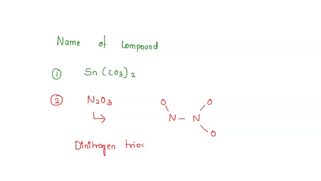 SOLVED: 18. What is the correct name for the following compound: N2O2? 19. What is the charge on ...
