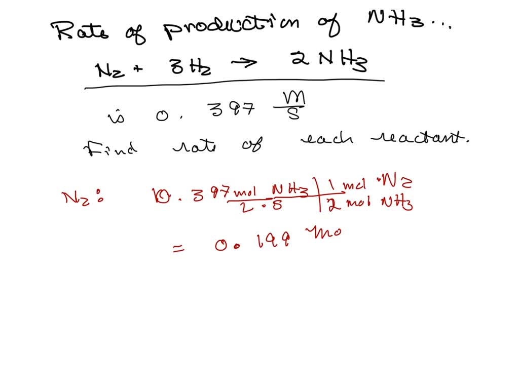 SOLVED: Given the reaction of the production of ammonia, NH3, below: N2 + 3H2 =2NH3 If ammonia ...