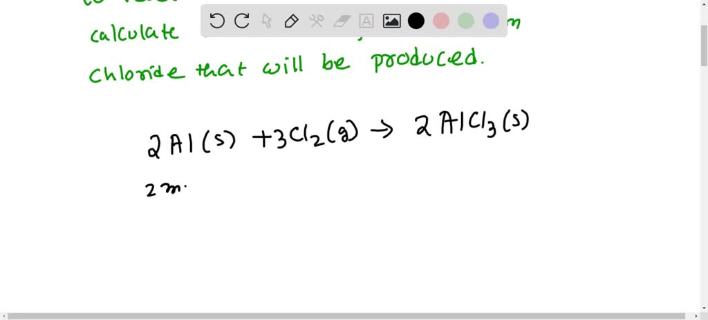 When 4 moles of aluminum are allowed to react with an excess of chlorine gas (Cl2), how many ...