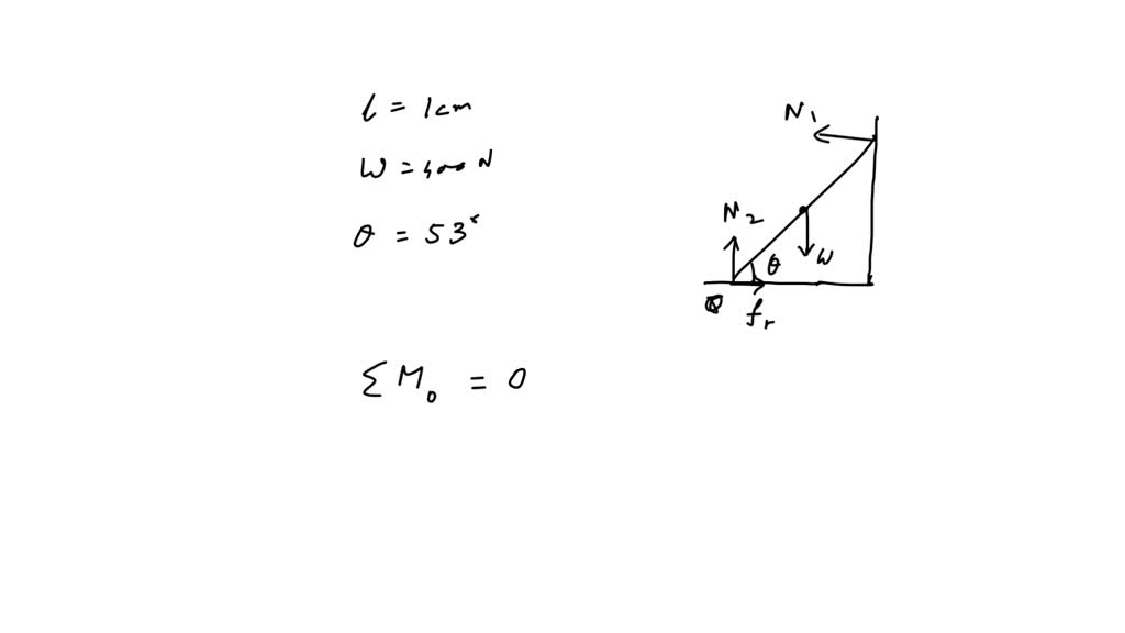 SOLVED: A homogeneous ladder 1 cm long weighing 400 N, is in ...