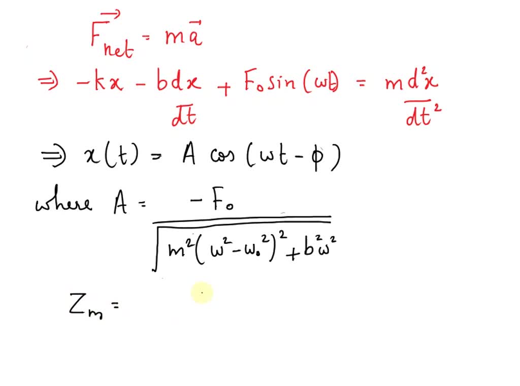 SOLVED: Show, if F0e^i ω t represents F0sinω t in the vector form of ...