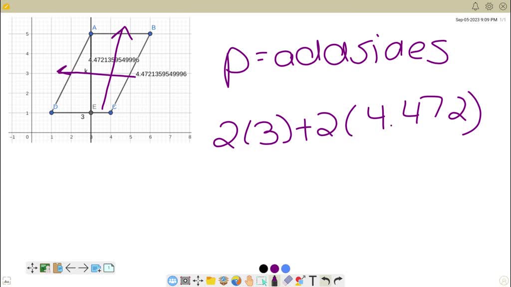 SOLVED: Find the perimeter and the area of parallelogram ABCD with ...