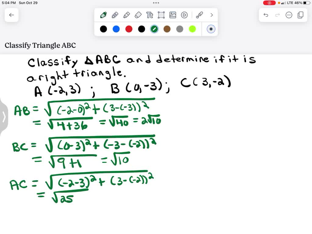 SOLVED: Classify ABC by its sides. Then determine whether it is a right ...