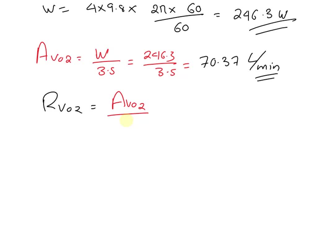 SOLVED: Calculate the gross VO2 and 80 kg man cycling in Monarch cycle ...