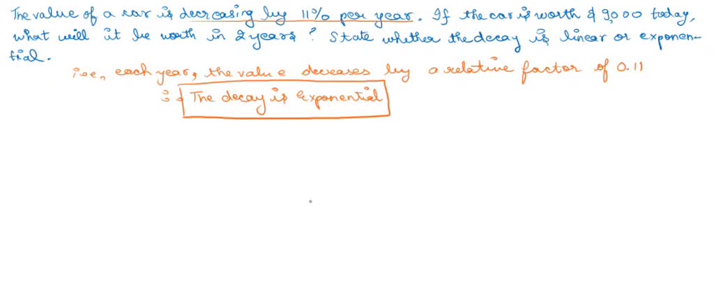 SOLVED: State whether the decay is linear or exponential, and answer ...