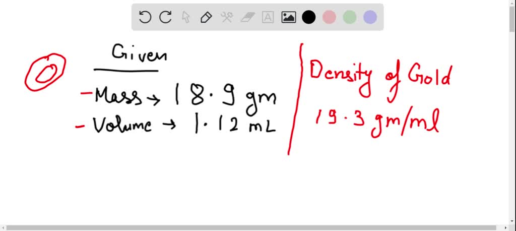 SOLVED: A gold-colored ring has a mass of 18.9 grams and a volume of 1 ...