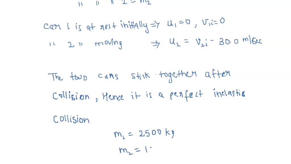 SOLVED: 1. The car of mass M =1 kg is propelled collides inelastically ...