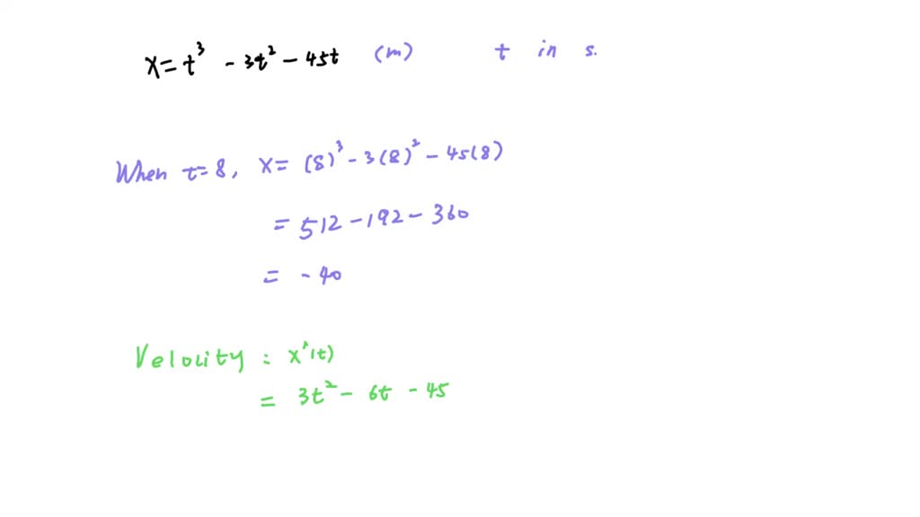 SOLVED: The position of a particle that moves along the x-axis is given ...