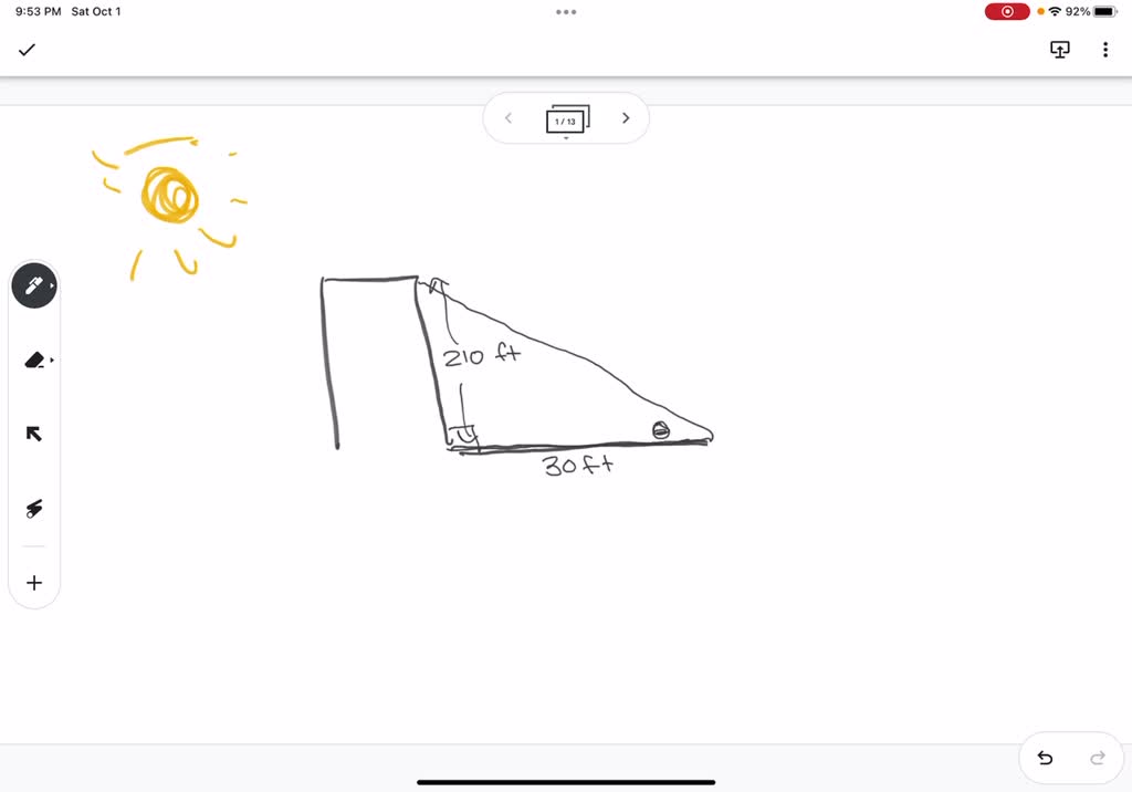 SOLVED: 'A building that is 210 feet tall casts a shadow 30 feet long ...