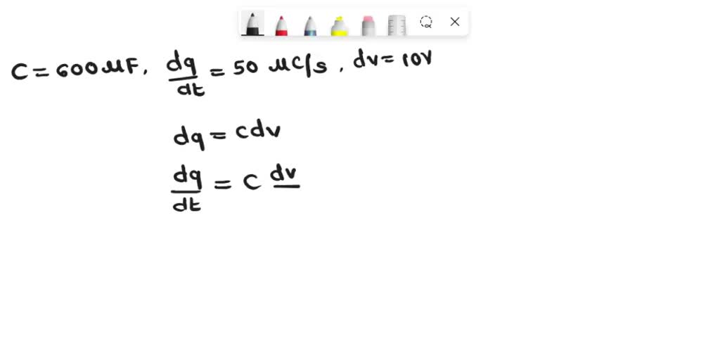 SOLVED: If a capacitor having capacitance of 600 microFarad is charged at a uniform rate of 50 ...