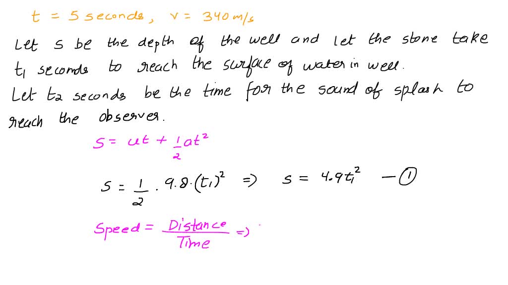 SOLVED: A stone is dropped down a well and 5 seconds later the sound of ...