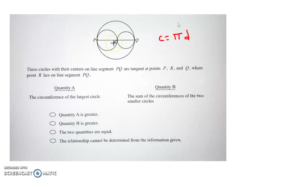 SOLVED: me problem.Problem question: Is circle P smaller than circle Q ...