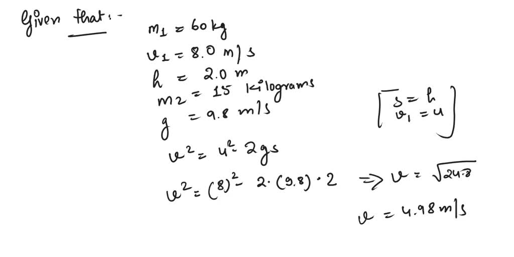 A girl of mass m1 = 60 kilograms springs from a trampoline with an ...
