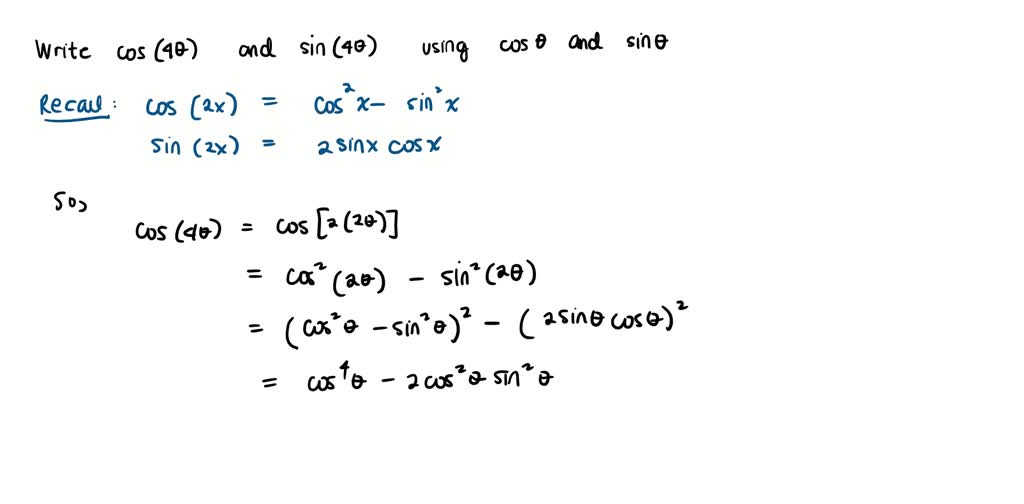 SOLVED:Question 4 [2 marks] Use the Binomial and de Moivre's theorems ...