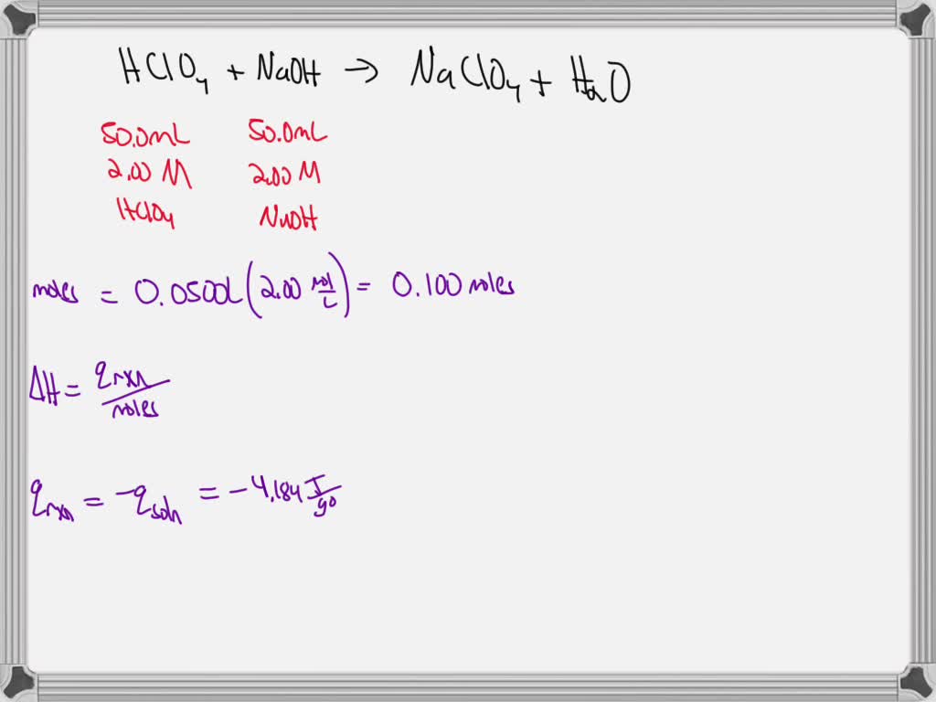SOLVED: The heat (or enthalpy) of neutralization (4H) is the heat ...