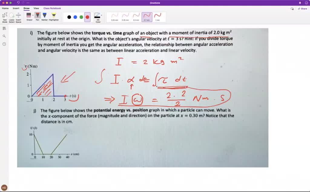 SOLVED: The figure below shows the torque vs. time graph of an object ...