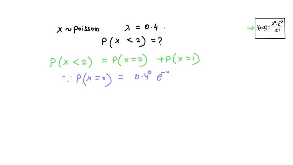SOLVED: Consider a Poisson distribution with a mean of 3. Calculate the probability that x is ...