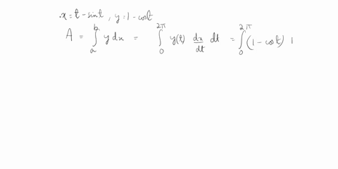 Find the area under one arch of the cycloid x = t - sin t, y...