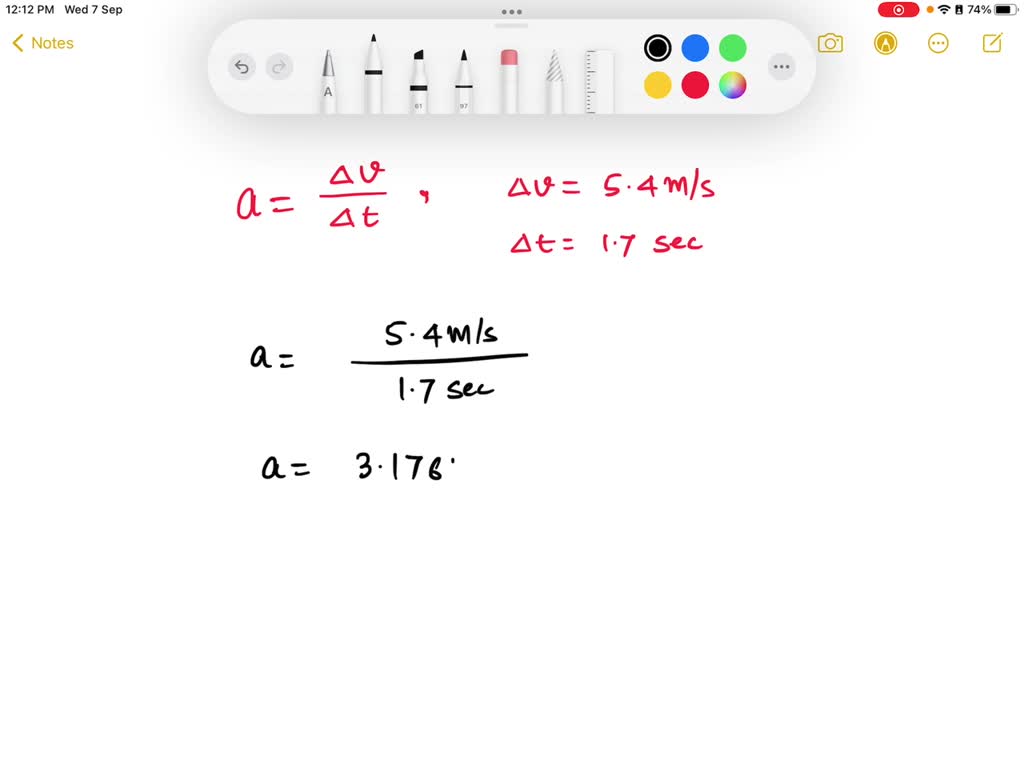 SOLVED: In the textbook, acceleration is defined as a = Î”v/Î”t. Use ...