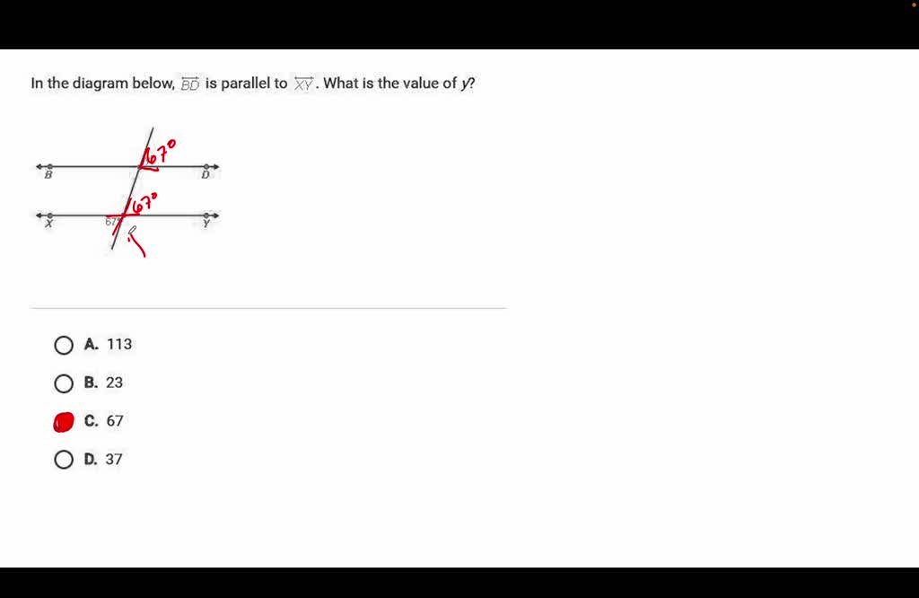 SOLVED: 'in the diagram below BD is parallel to XY, What is the value of Y In the diagram below ...