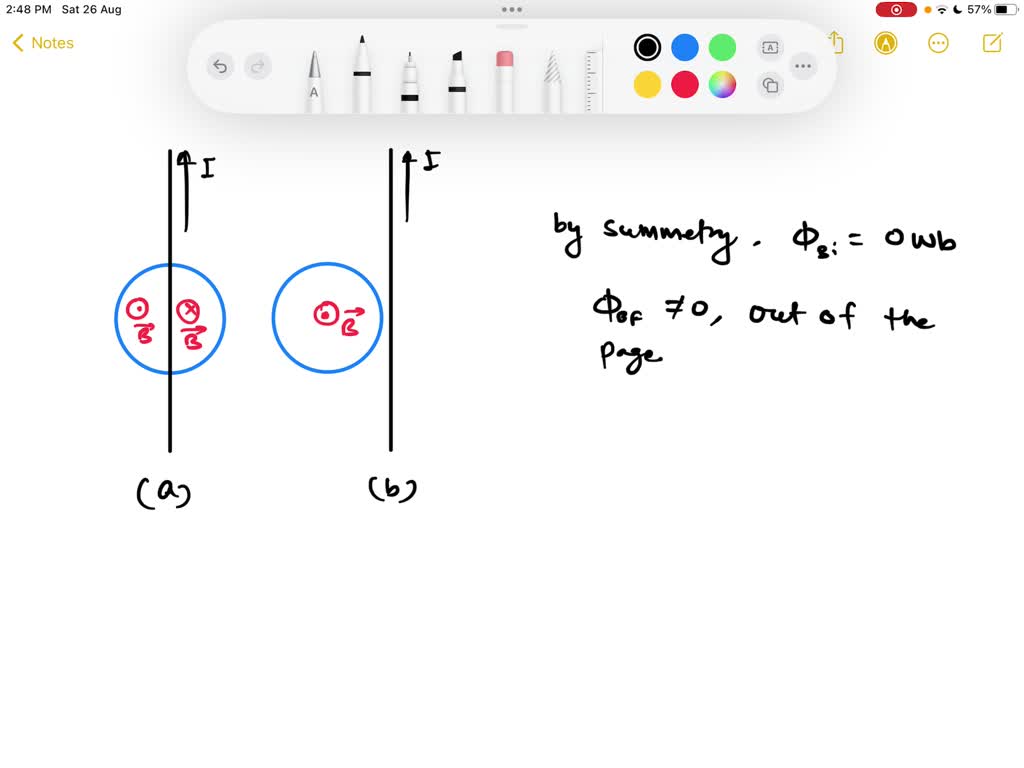 SOLVED: circular loop of wire lies below long wire carrying current ...