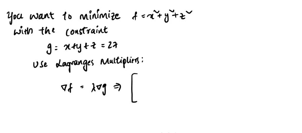 SOLVED: Find three positive numbers whose sum is 27 and such that the sum of their squares is as ...