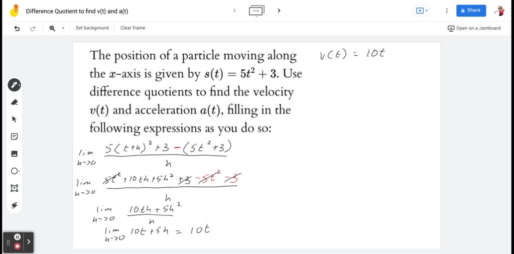 SOLVED: The position of a particle moving along the x-axis is given by s(t) = st^2 + 3. Use ...