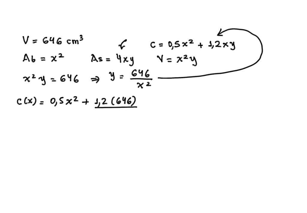 SOLVED: A rectangular bin is going to be made with a volume of 646 cm3 ...