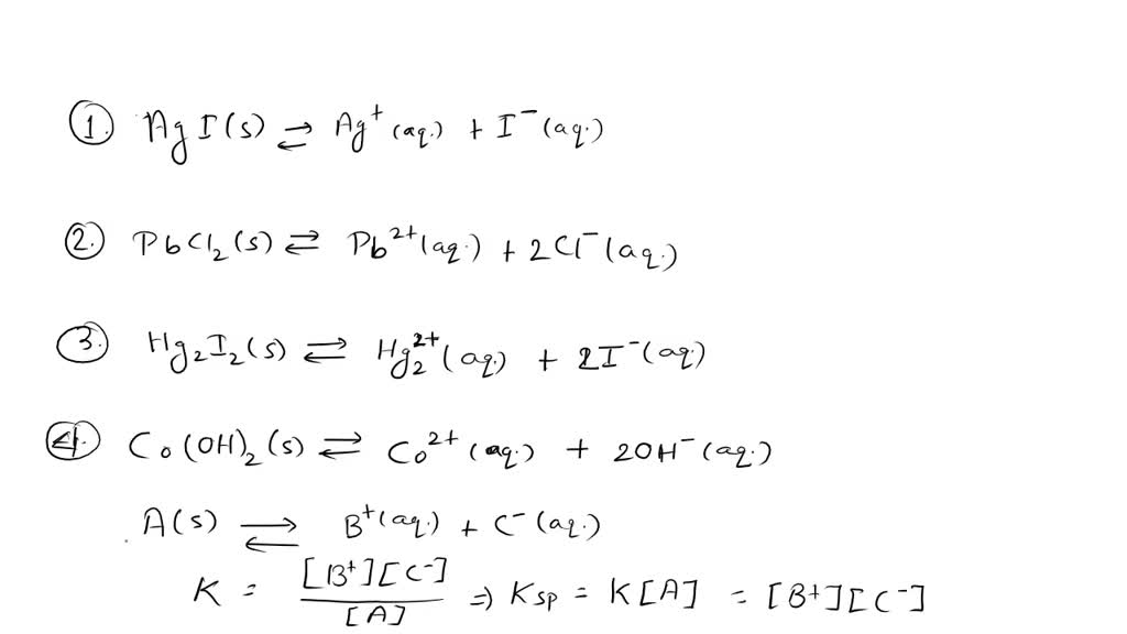 SOLVED: Write the Ksp expression for each of the following equilibria for dissolution of the ...