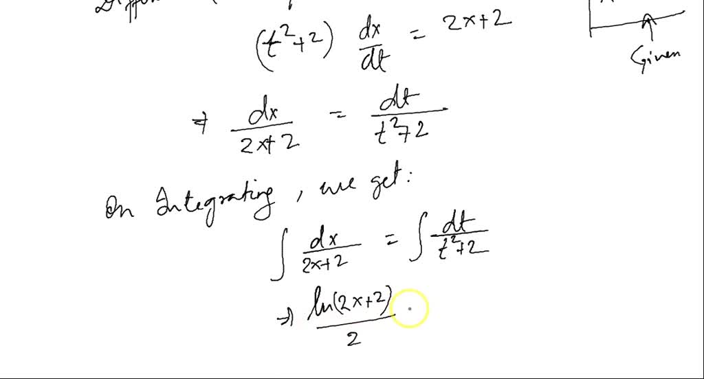 SOLVED: Solve the initial value problems for x as a functionof t. (t2 + 2t) dx/dt = 2x + 2 (t, x ...