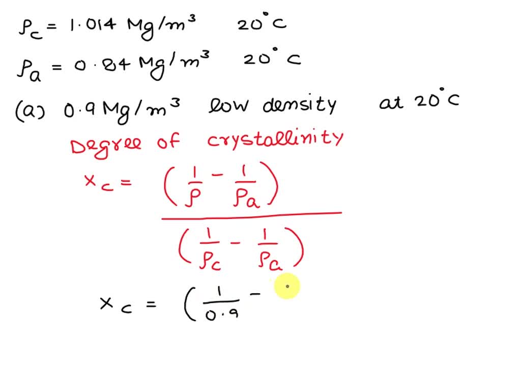 The density of a polyethylene crystal is 1.014 Mg/m^3 at 20Â°C. The ...