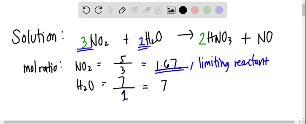 SOLVED: Nitrogen dioxide (NO2) gas and liquid water (H2O) react to form ...
