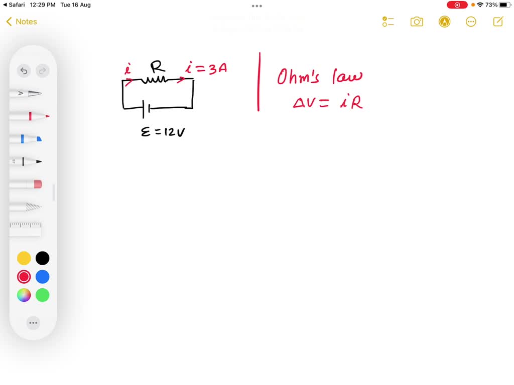 SOLVED: A circuit consists of a 12 V battery connected across a single resistor. If the current ...