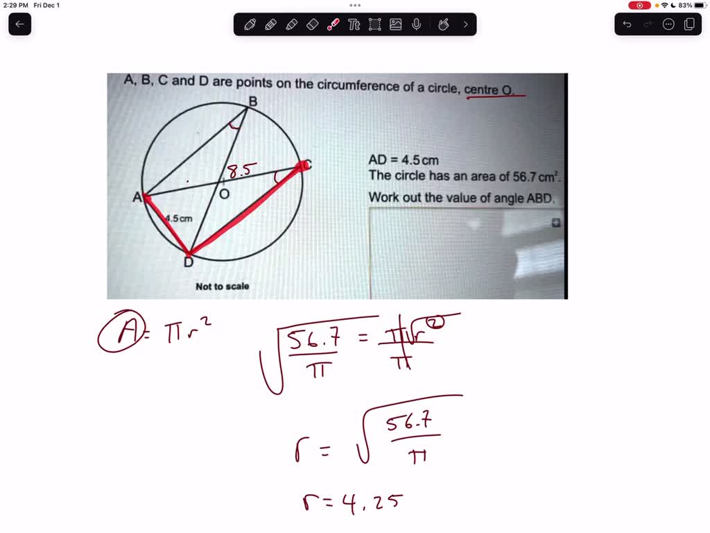 SOLVED: A, B, C and D are points on the circumference of a circle, centre 0. AD = 4.5cm The ...