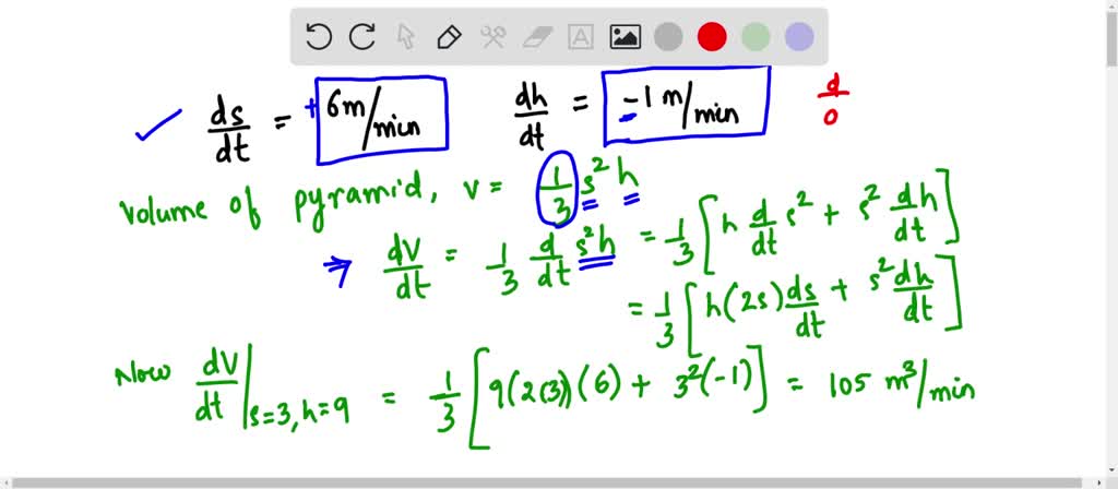 SOLVED: The side of the base of a square pyramid is increasing at a ...