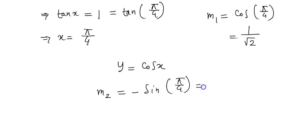 SOLVED: Find the angle between the curves y = cot(x) and y = tan(x ...
