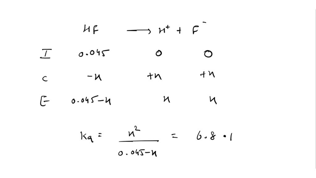 SOLVED: Hydrofluoric acid, HF, unlike hydrochloric acid, is a weak ...