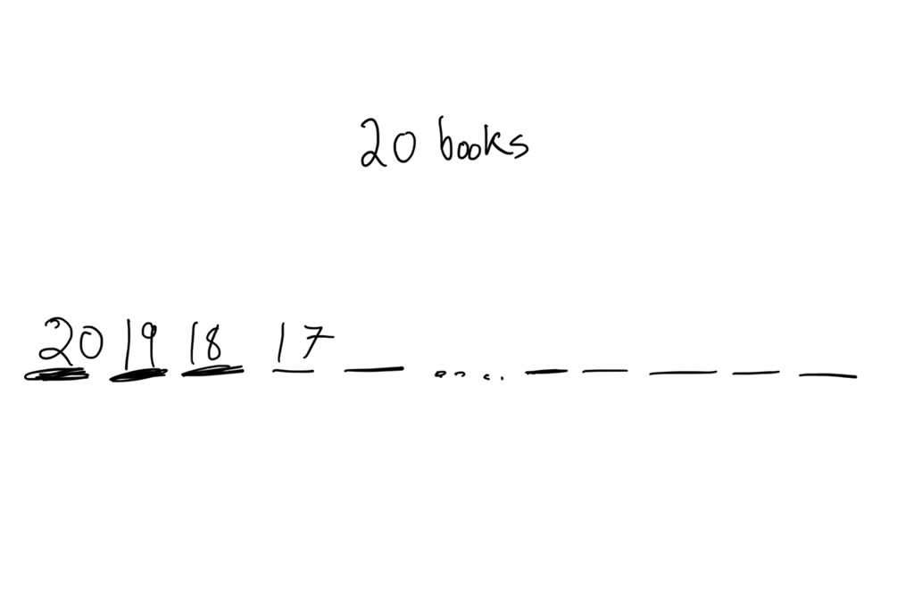 SOLVED: How many different ways can you arrange 20 different books on a bookshelf, where the ...