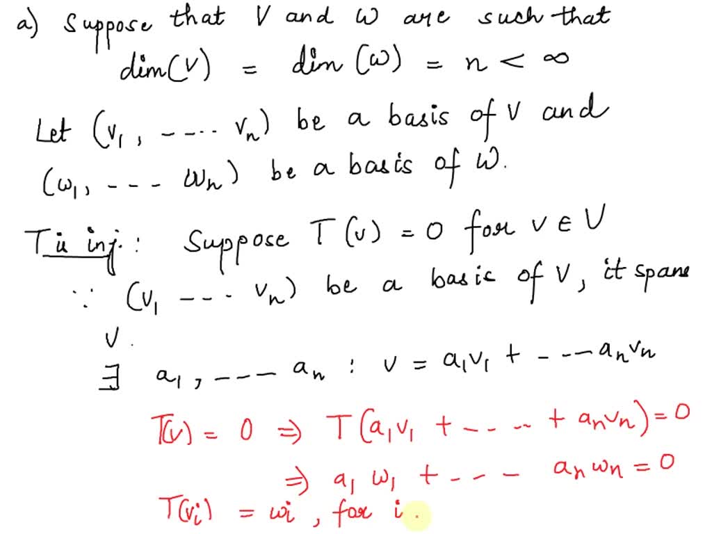 SOLVED: (3) Suppose that V and W are vector spaces over R and L: V â†’ W is an injective linear ...