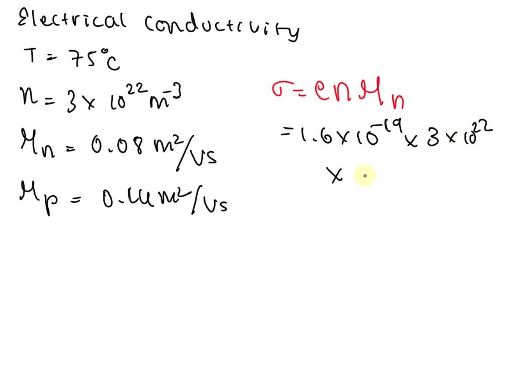 SOLVED: Estimate the electrical conductivity, at 75?C, of silicon that ...