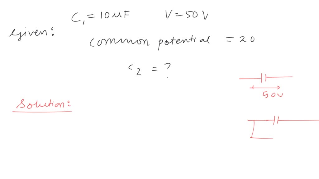 SOLVED: A 10μF capacitor is charged to a potential difference of 50V ...