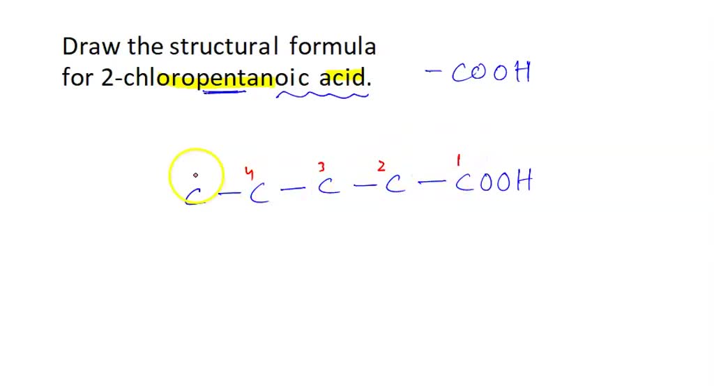 SOLVED: Draw the structural formula for 2-chloropentanoic acid Add File
