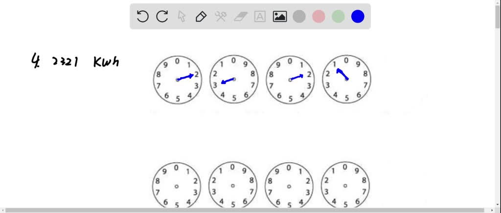 'draw the dials to show the meter reading 2321 kWh and 1382 m3 B Draw ...