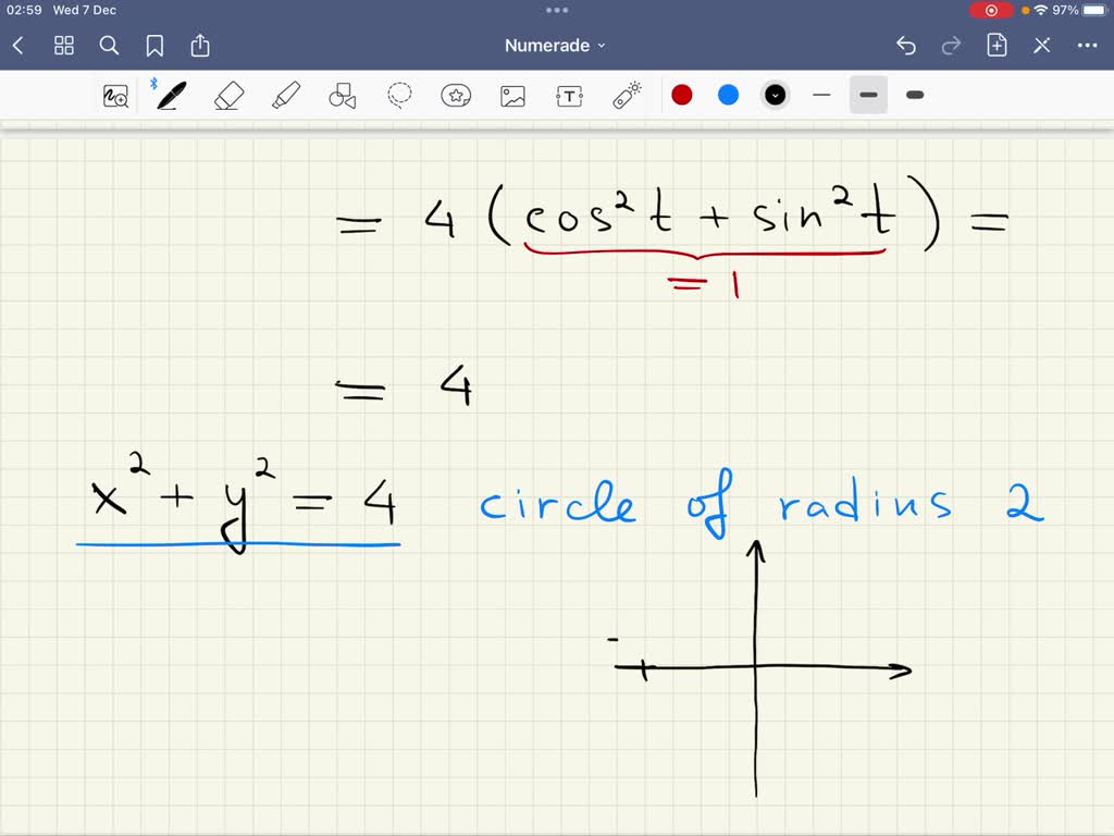 Solved Parametric Equations And Parameter Interval For The Motion Of A Particle In The Xy Plane