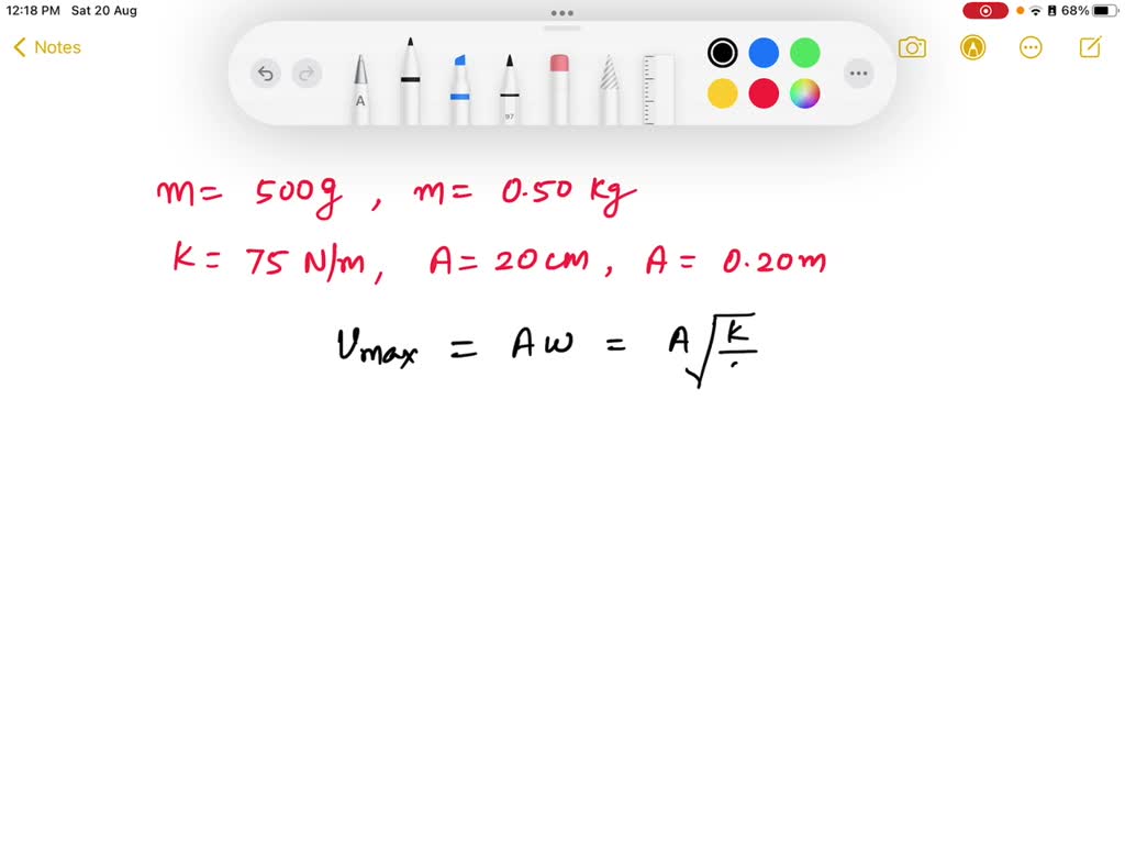 SOLVED: Calculate the maximum velocity for a simple harmonic oscillator ...