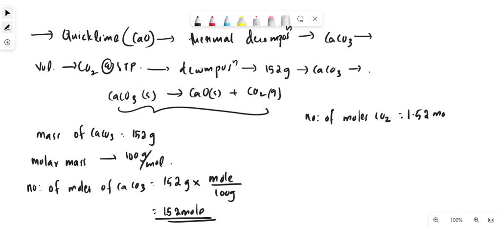 SOLVED: Stoichiometry: But with GASES! Quicklime (CaO) is produced by ...