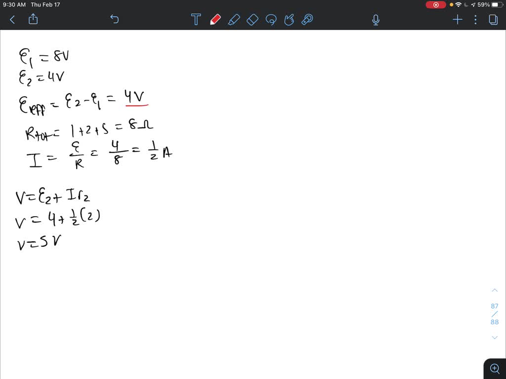 SOLVED: Two cells of e.m.f. E1?=8V and E2?=4V, with internal resistance ...