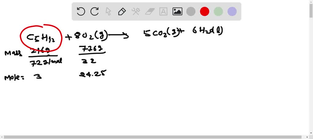 SOLVED: The combustion of pentane can be represented by the following ...