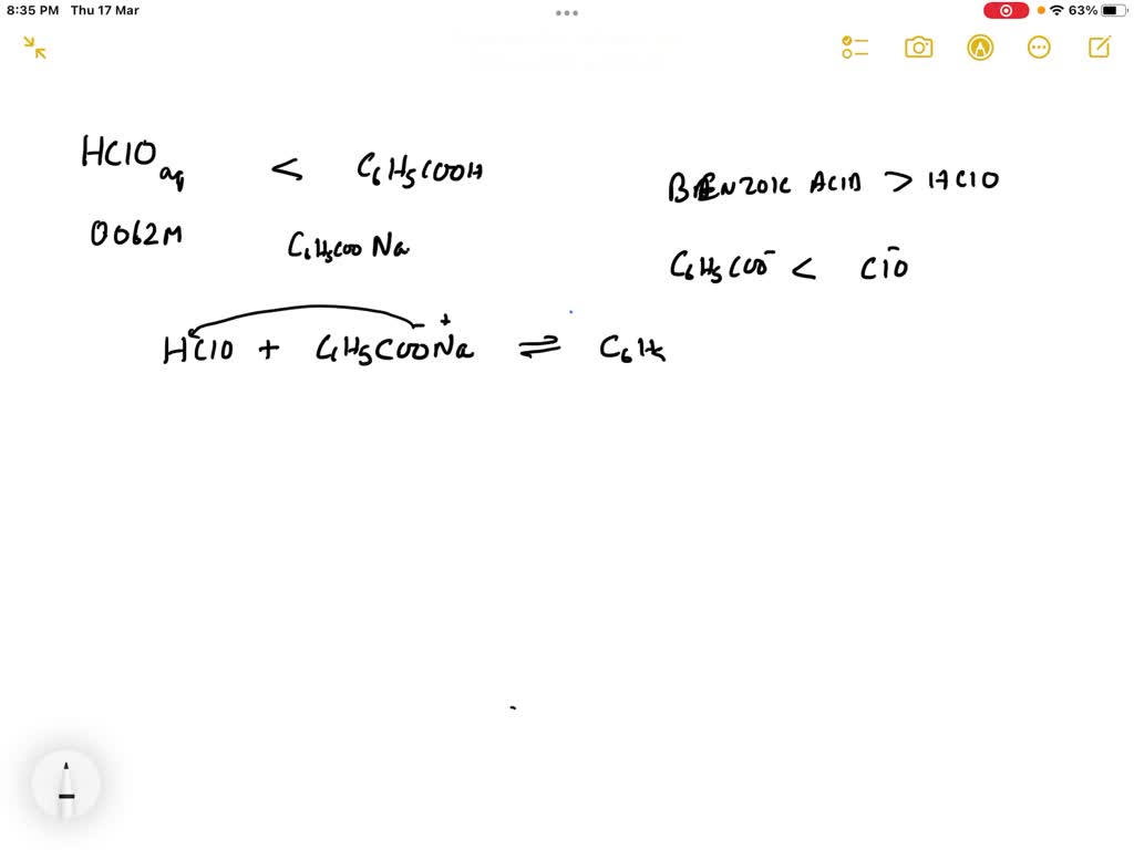 SOLVED: Given the following information: hypochlorous acid = HClO ...